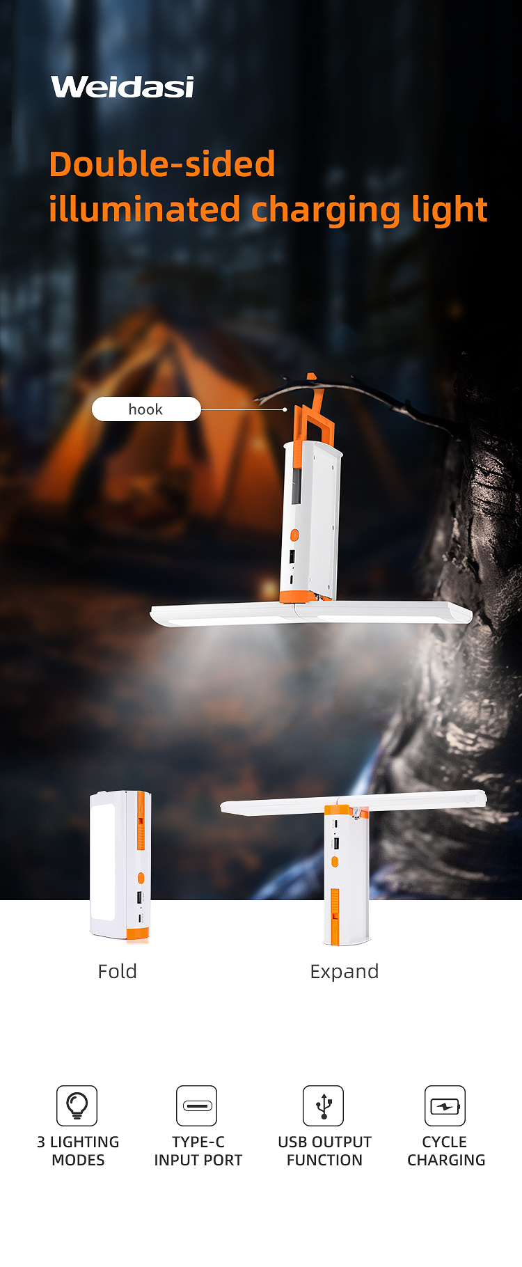 چراغ اضطراری شارژی ویداسی مدل WD-895 - ایران ویکو نماینده فروش محصولات ویکو